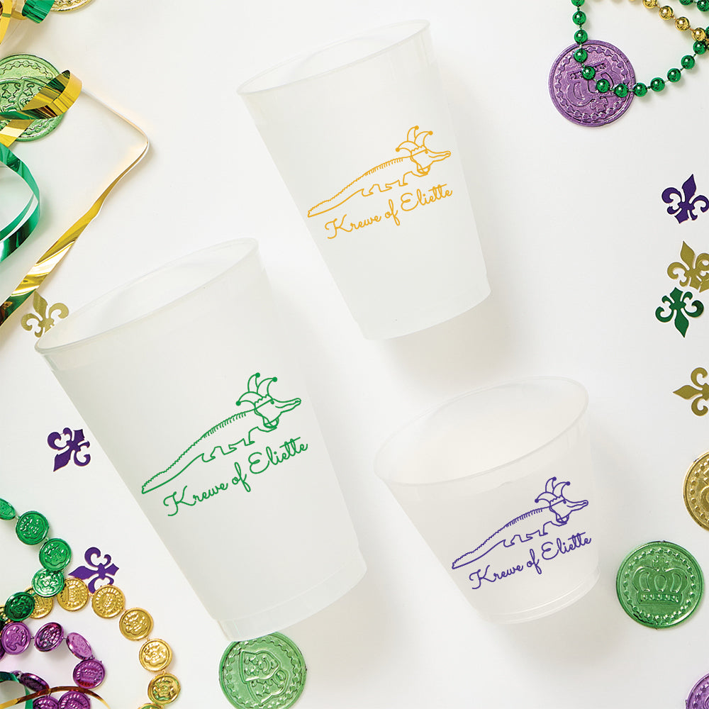 Mardi Gras Gator Custom Frosted Cups – SipHipHooray