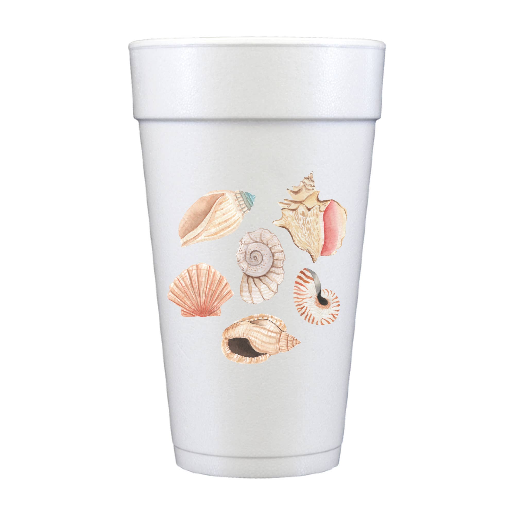 Seashells Full Color Foam Cups - Summer – SipHipHooray