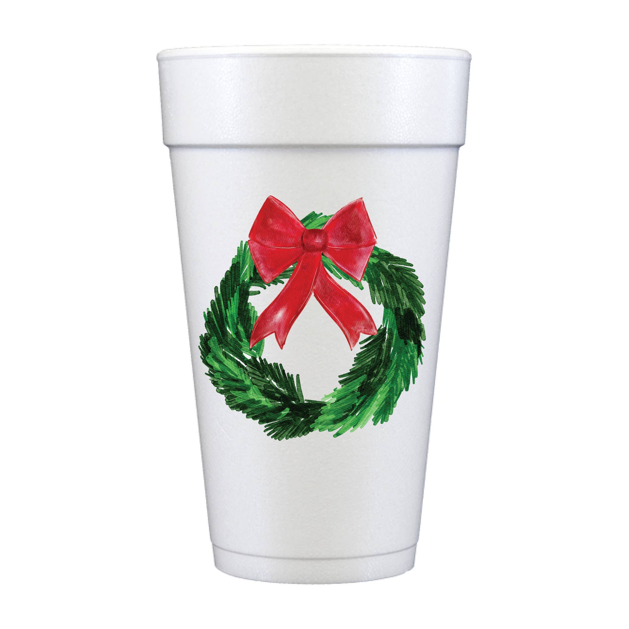 Merry Christmas Wreath Full Color Foam Cups - Christmas – SipHipHooray