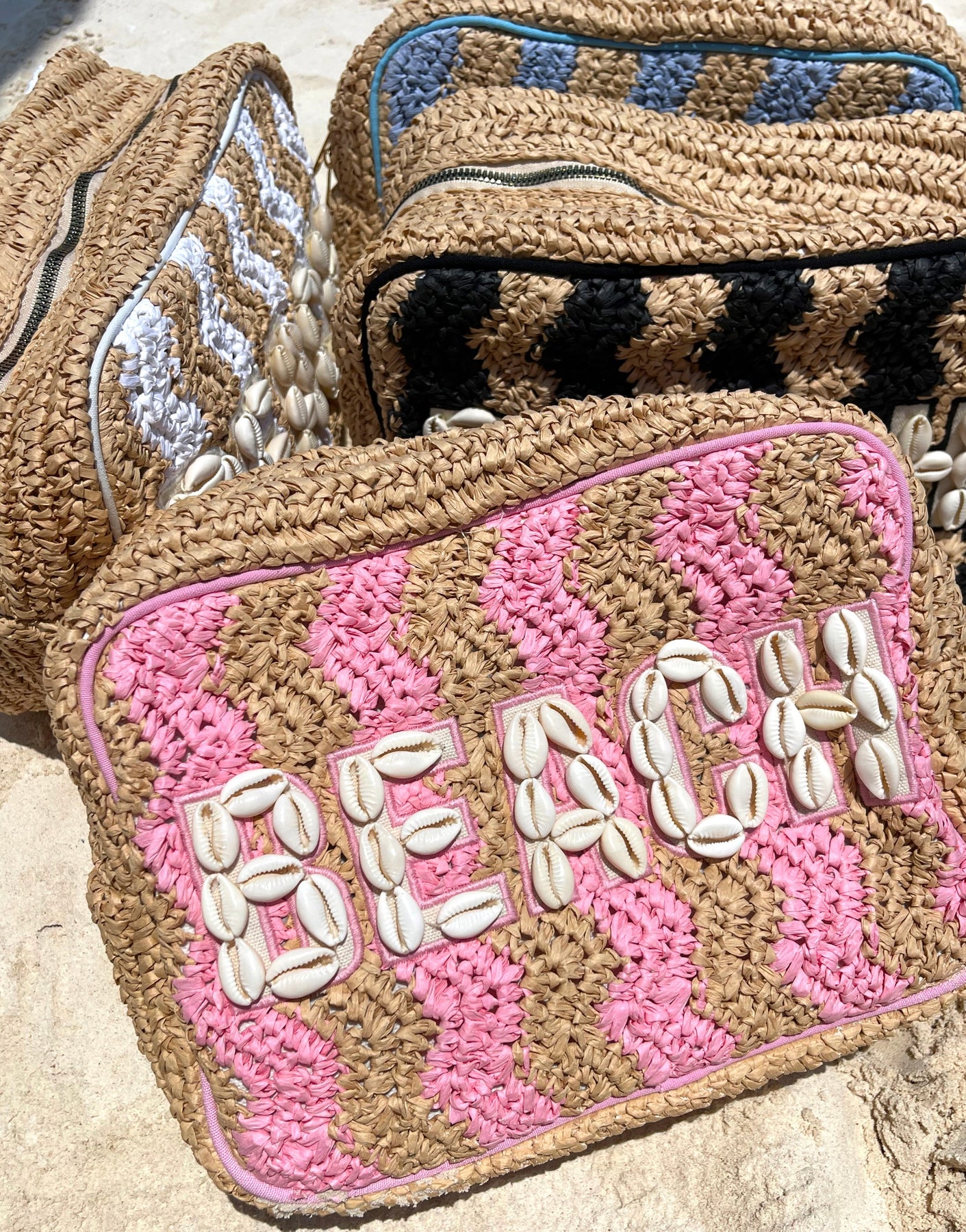 Beach XL Makeup Bag with Puka Shells – SipHipHooray