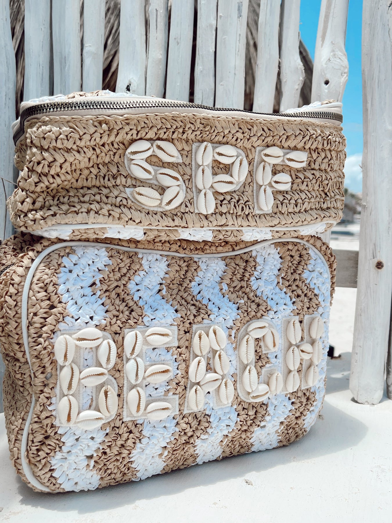 Beach XL Makeup Bag with Puka Shells – SipHipHooray