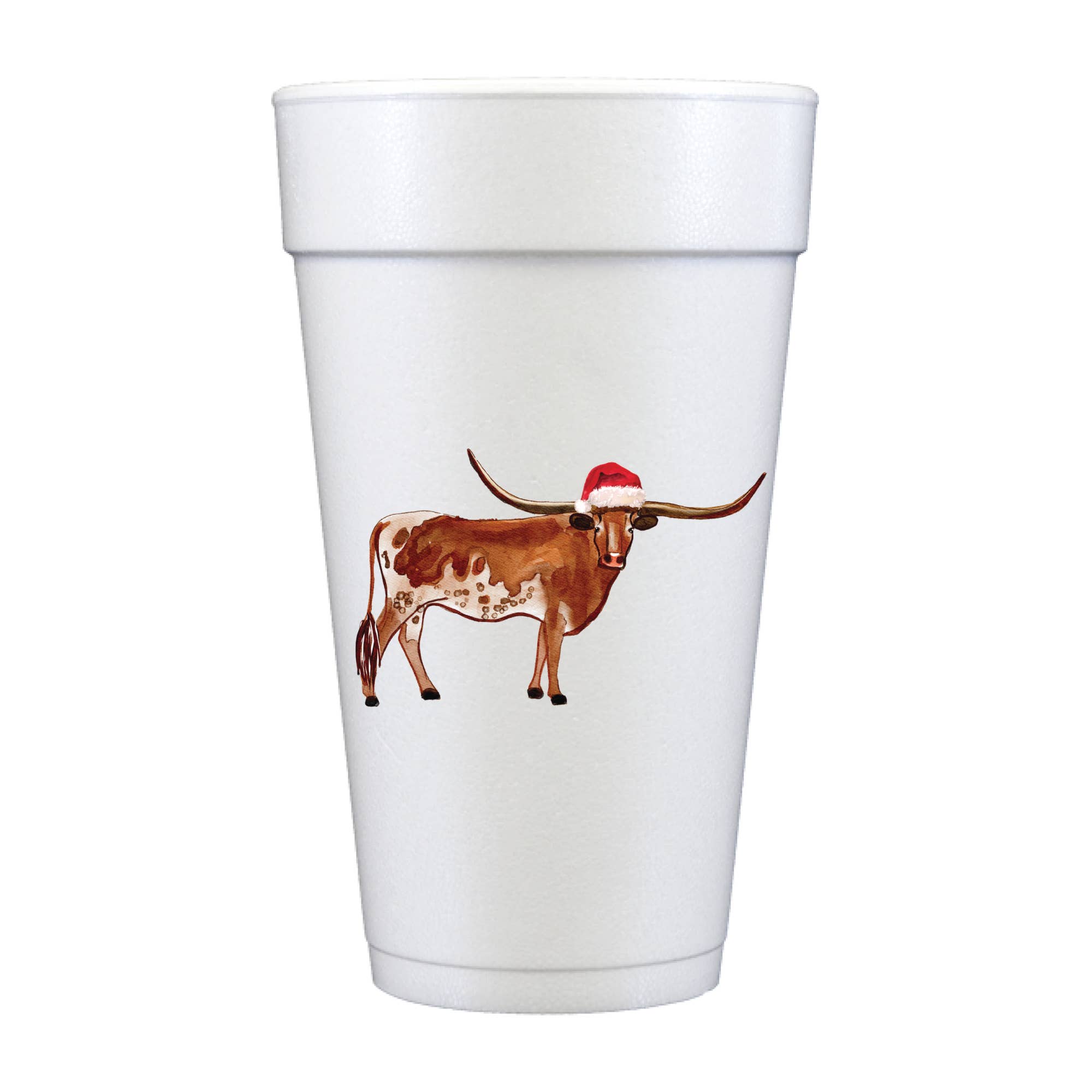 Texas Longhorn Santa Full Color Foam Cups - Christmas – SipHipHooray