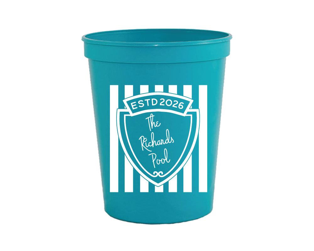 At Home Collection | Custom Last Name Pool Stadium Cups, #21 – SipHipHooray