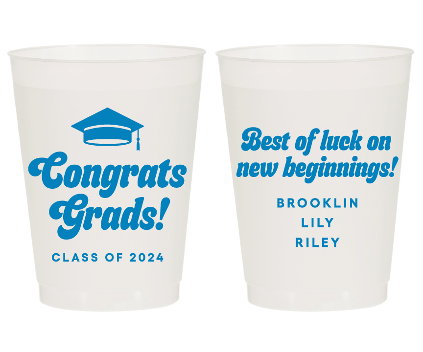 Congrats Grad Nw Beginnings Graduation Party Frosted Cups – SipHipHooray