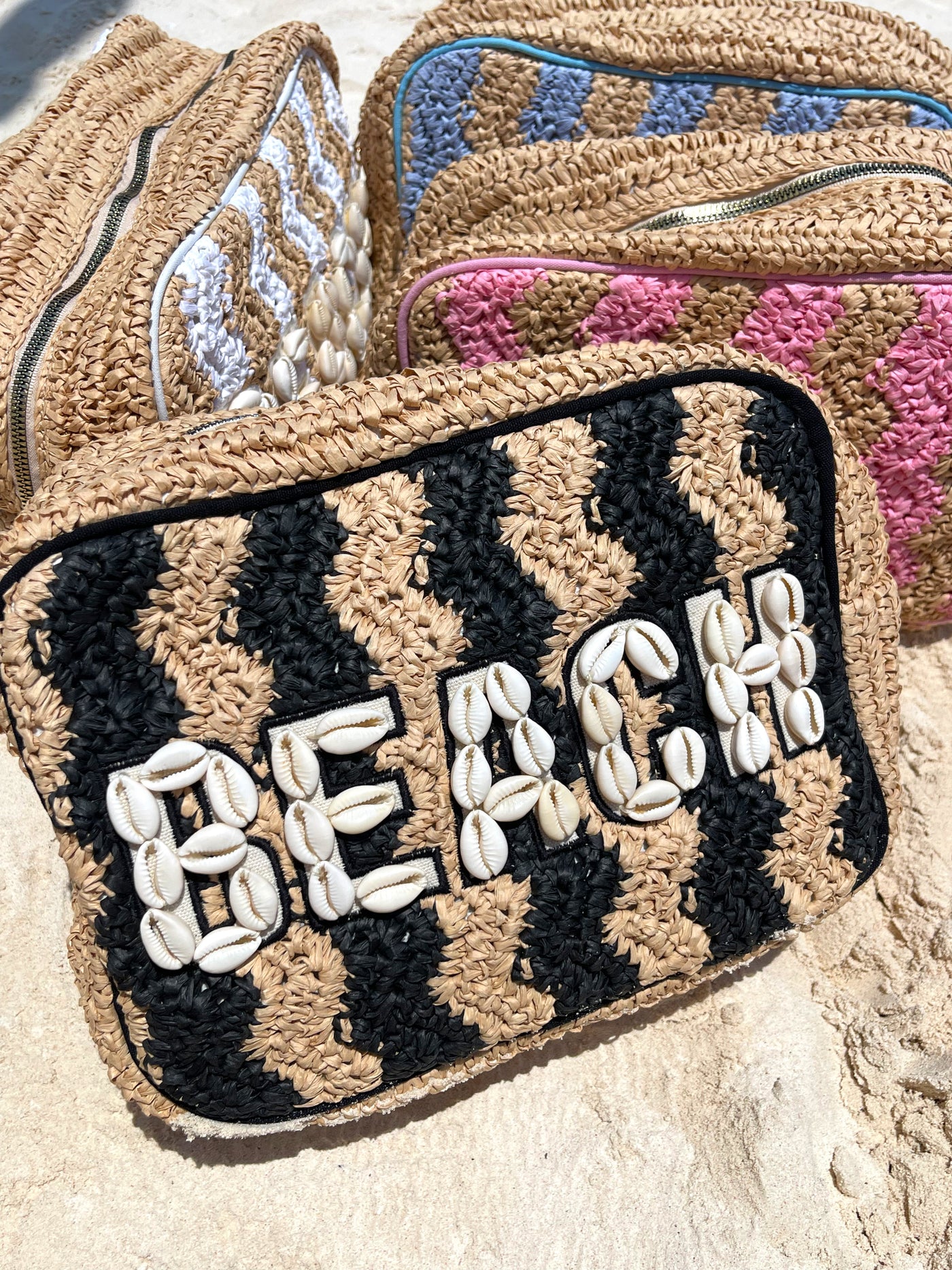 Beach XL Makeup Bag with Puka Shells – SipHipHooray