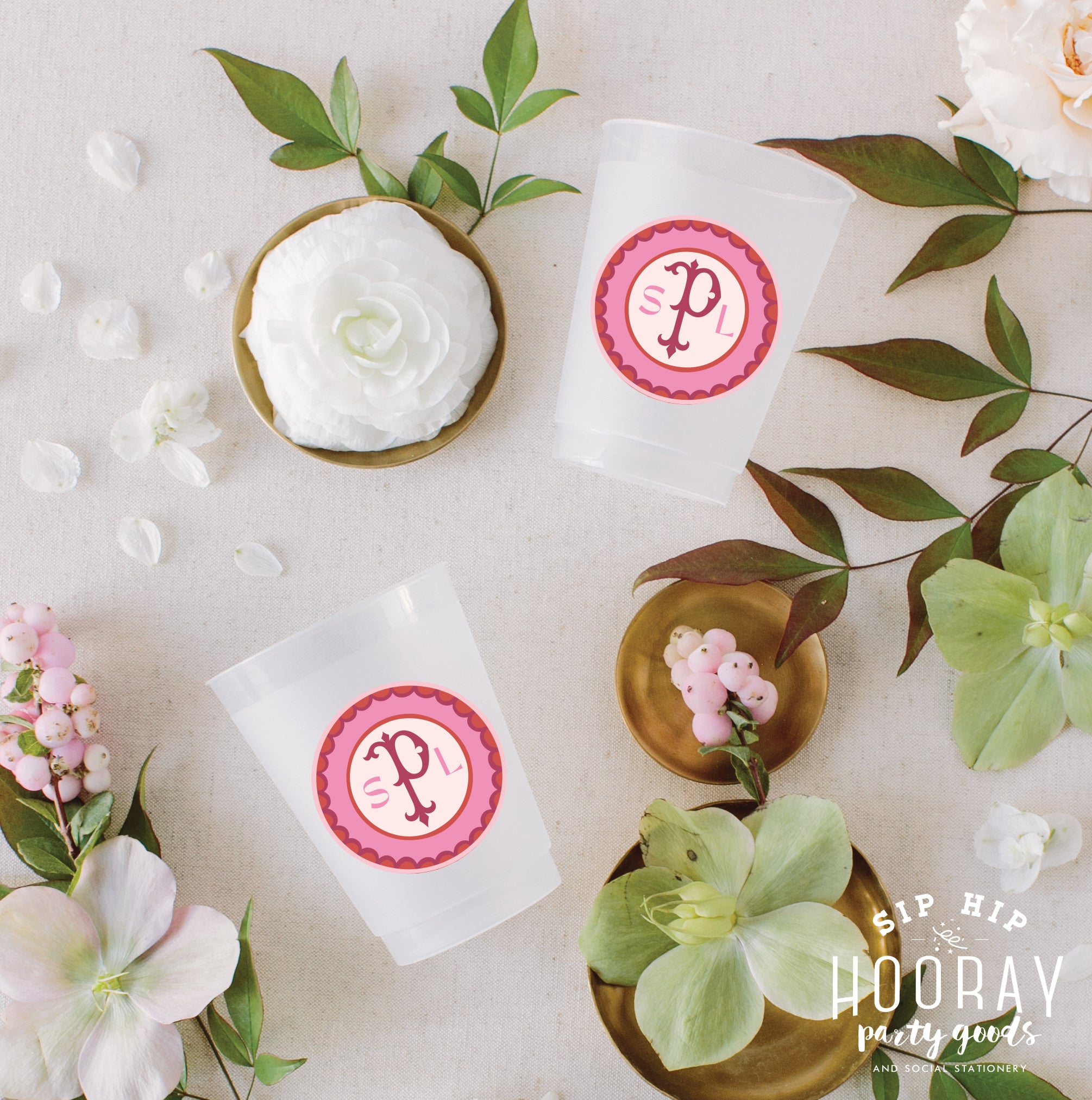 At Home Collection | Custom Initials Full Color Frosted Cups – SipHipHooray