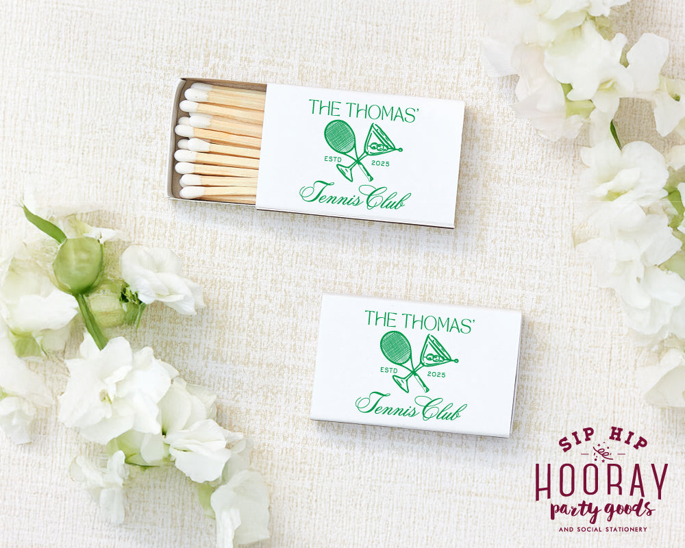 Custom Tennis Club Matchboxes – SipHipHooray