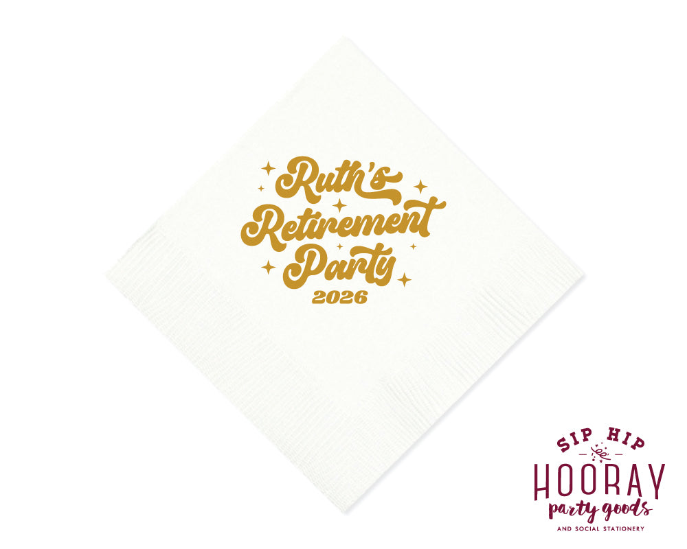 Groovy Retirement Party Custom Napkins – SipHipHooray