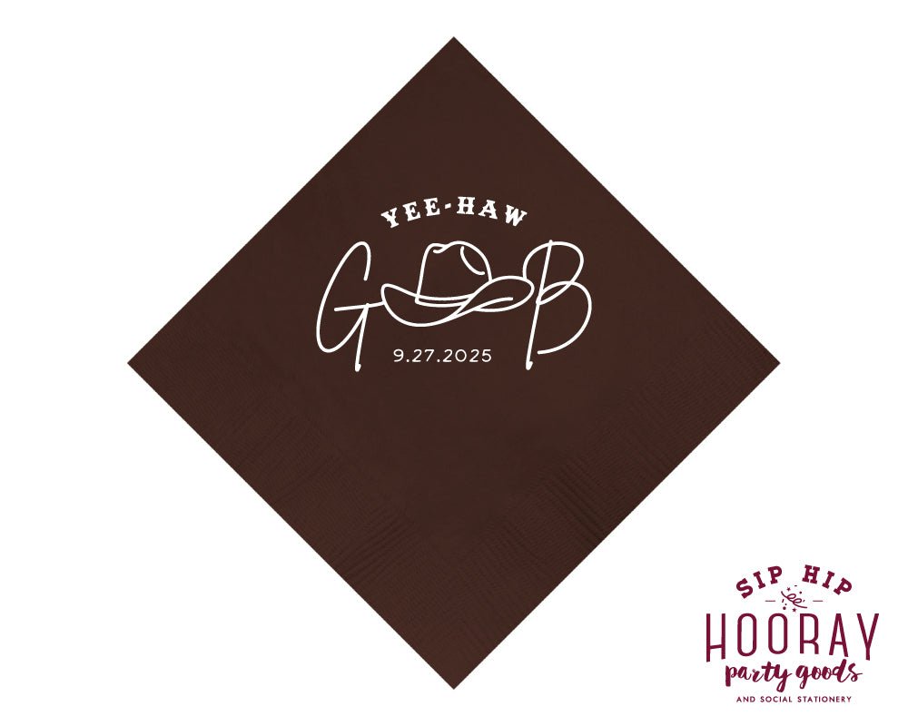 Custom Western Cowboy Hat Initial Napkins – SipHipHooray