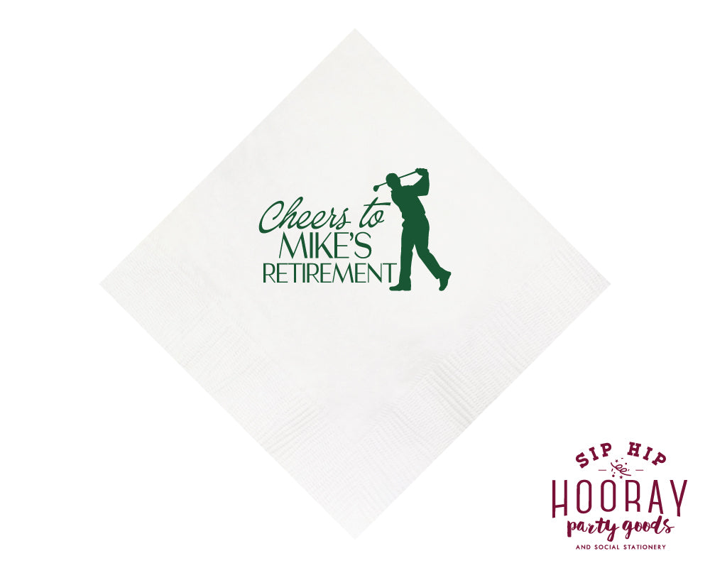 Custom Golf Retirement Party Cocktail Napkins – SipHipHooray