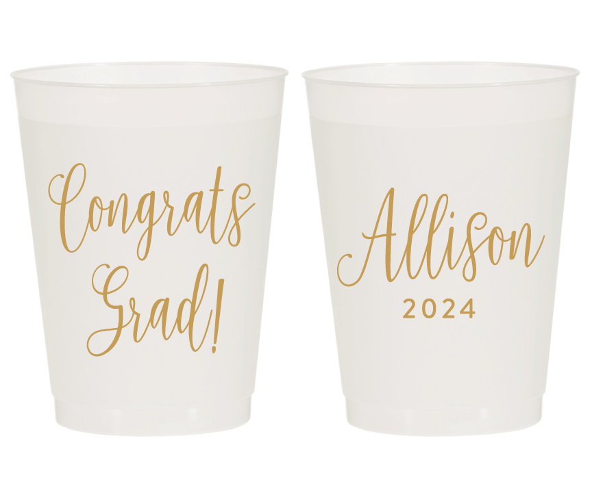 Script Congrats Grad Graduation Party Frosted Cups – SipHipHooray