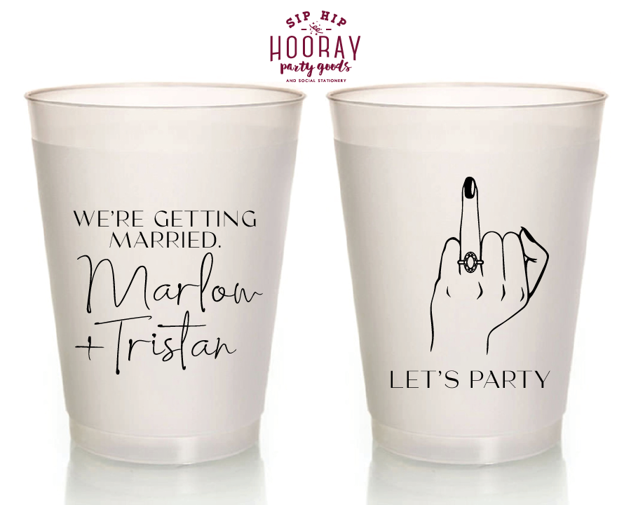Ring Finger Engagement Party Custom Frosted Cups – SipHipHooray