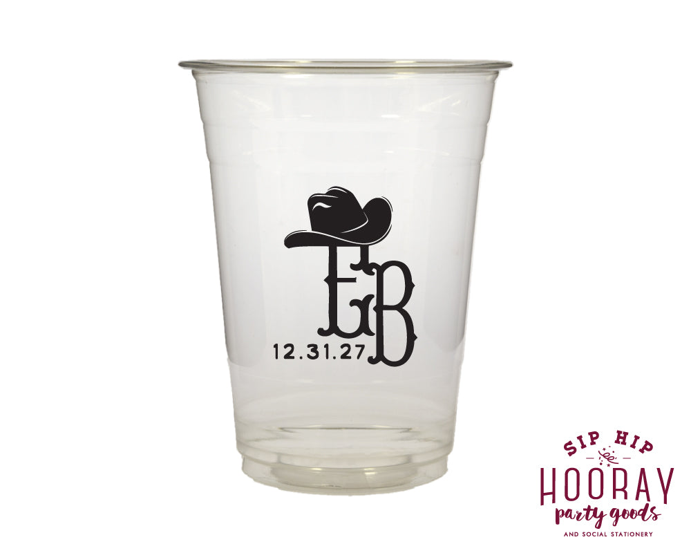 Western Cowboy Hat Initials Soft Plastic Cups – SipHipHooray