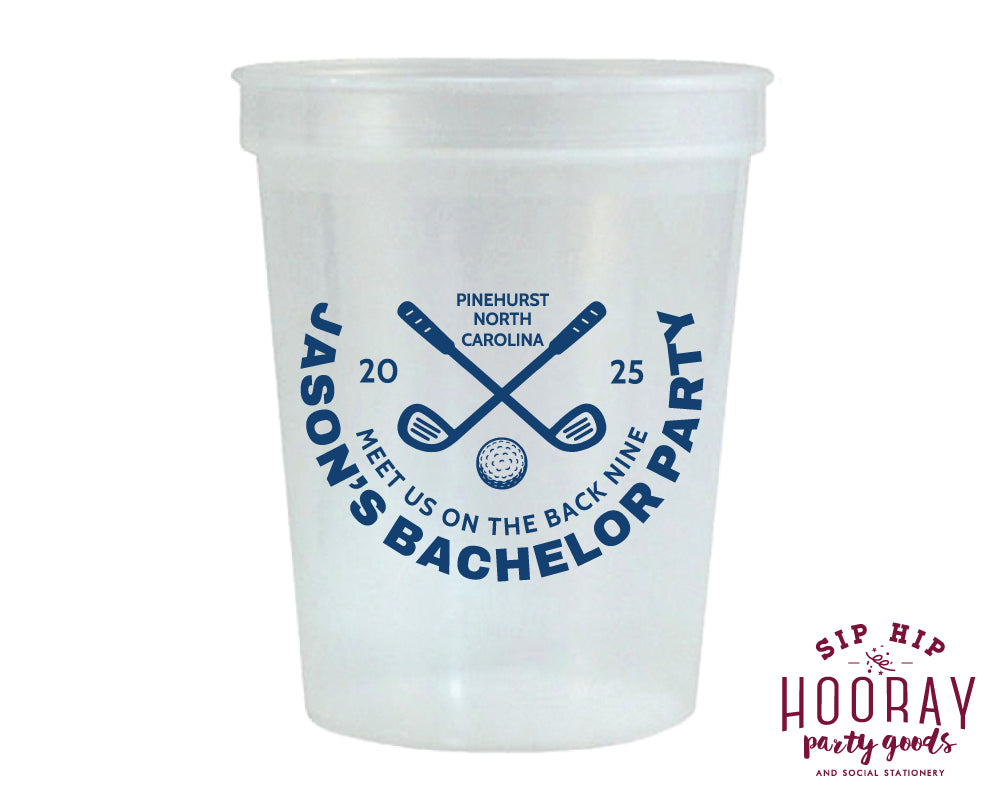 Custom Golf Bachelor Party Meet Us On The Back Nine Stadium Cups ...