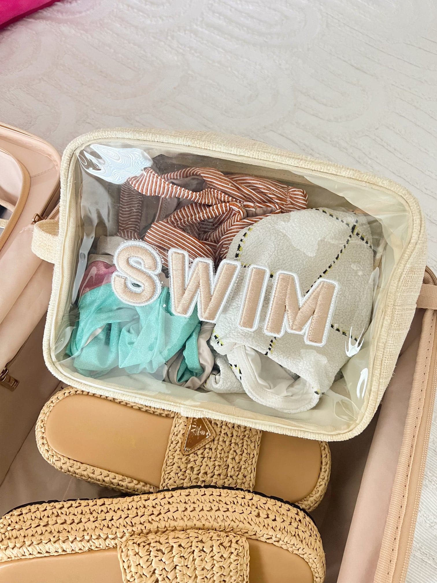 Swim Clear XL - Clear w/ Beige Rolled Patches – SipHipHooray