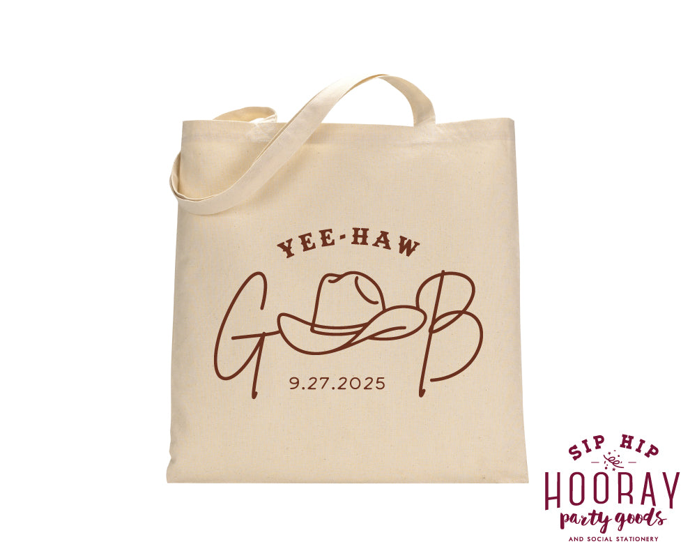 Custom Western Cowboy Hat Initial Tote Bags – SipHipHooray