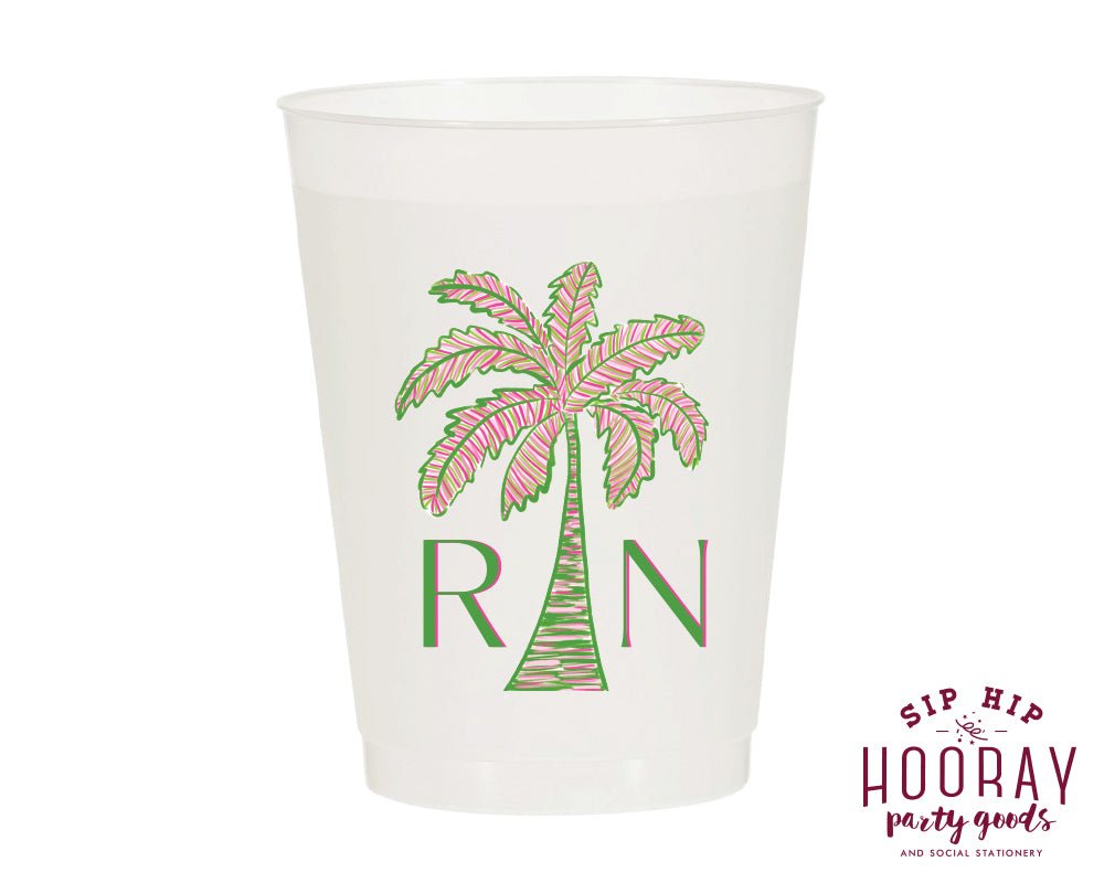 At Home Collection | Palm Tree Full Color Frosted Cups – SipHipHooray