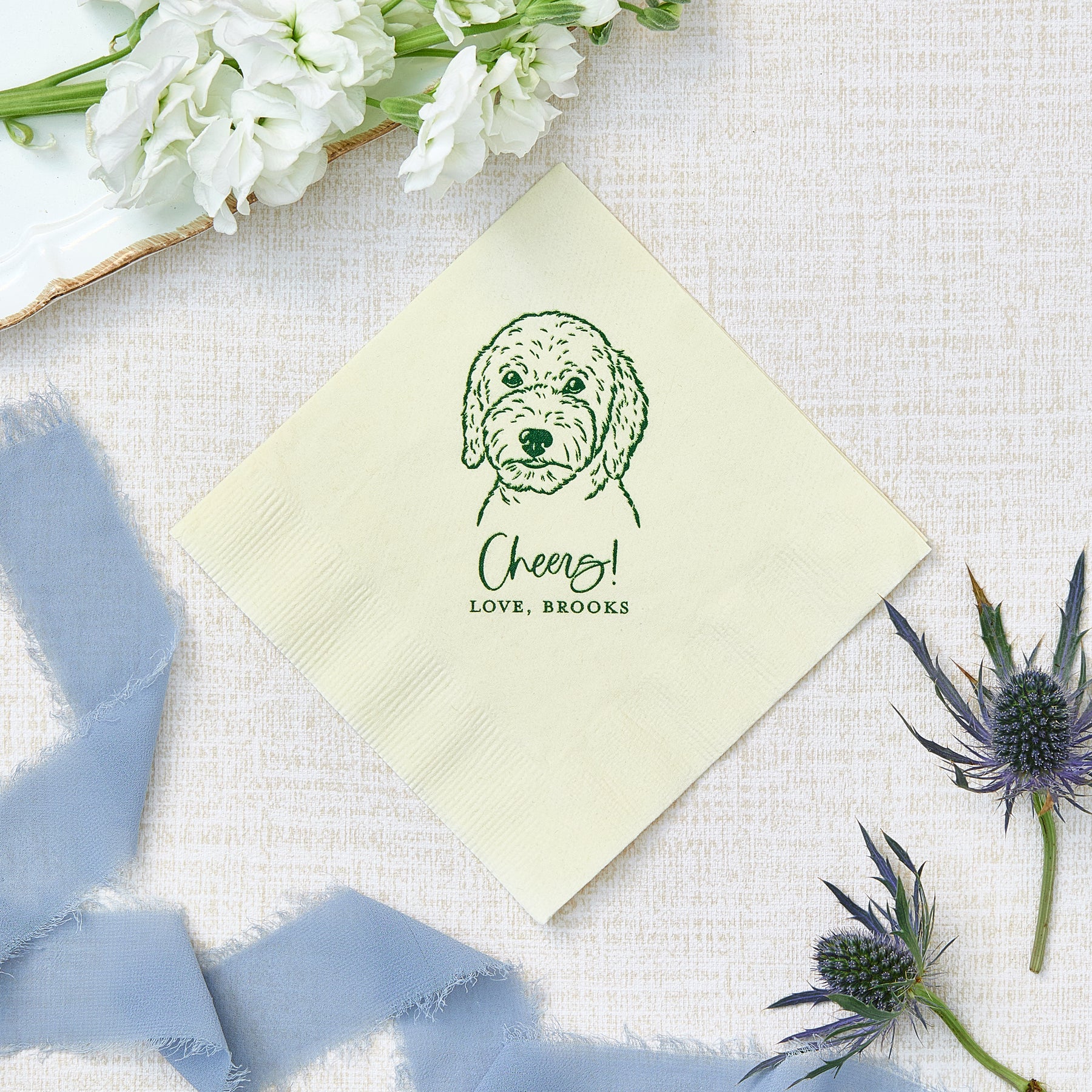 Cheers Hand Drawn Pet Wedding Napkins – SipHipHooray