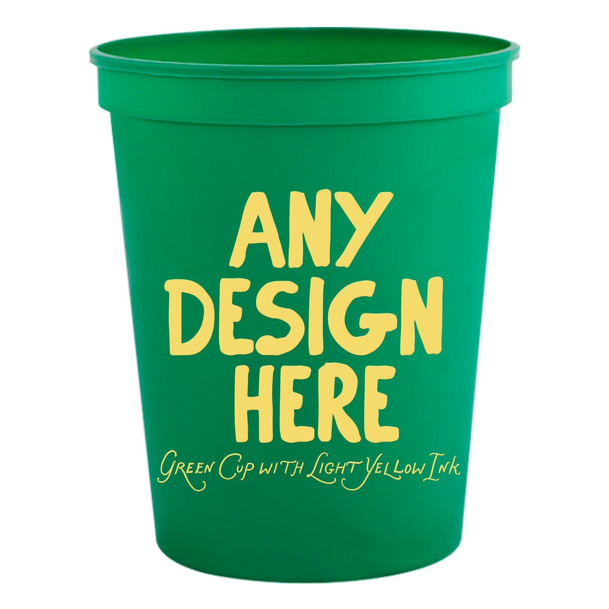 Custom Green Stadium Cups with Yellow Ink – SipHipHooray