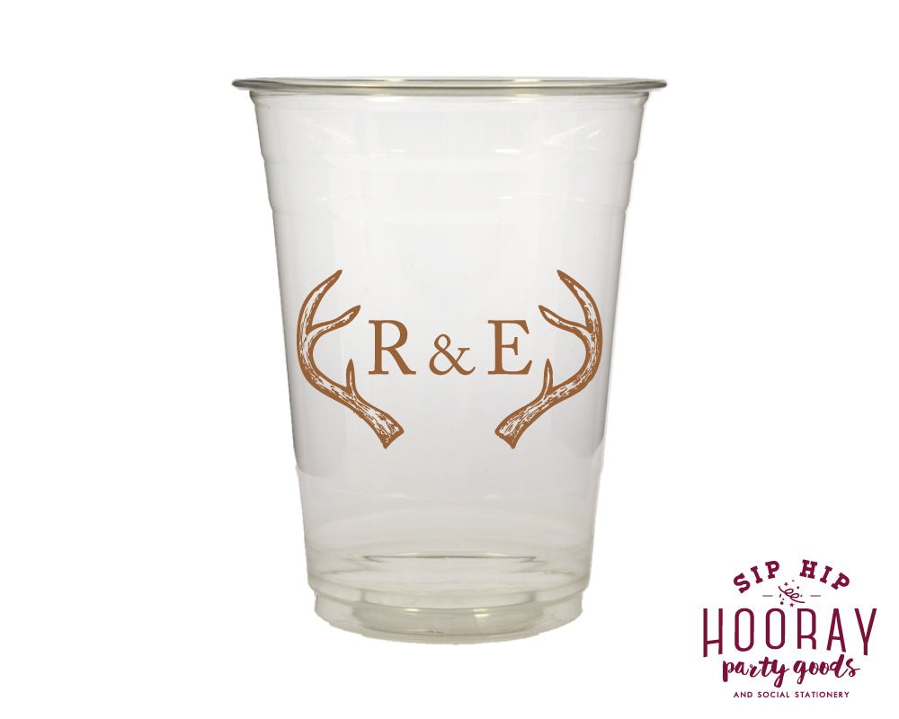 Custom Initial Antler Soft Plastic Cups – SipHipHooray