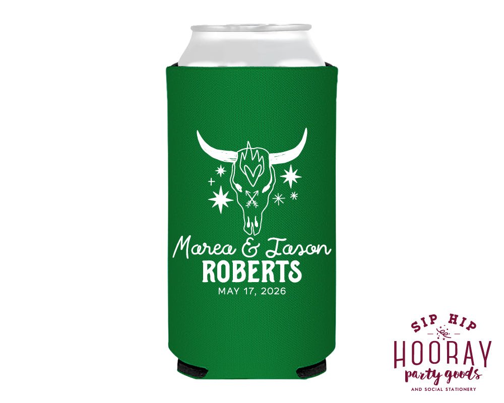 Custom Western Cow Skull Foam Slim Can Coolers – SipHipHooray