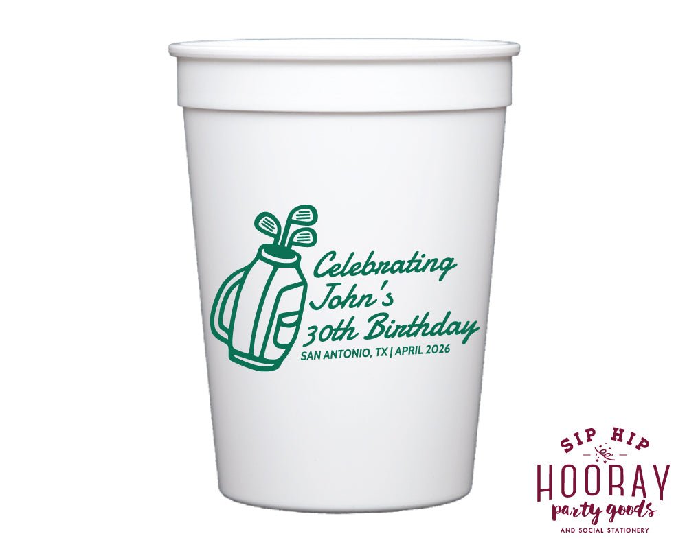 Golf Bag Custom Birthday Party Stadium Cups – SipHipHooray