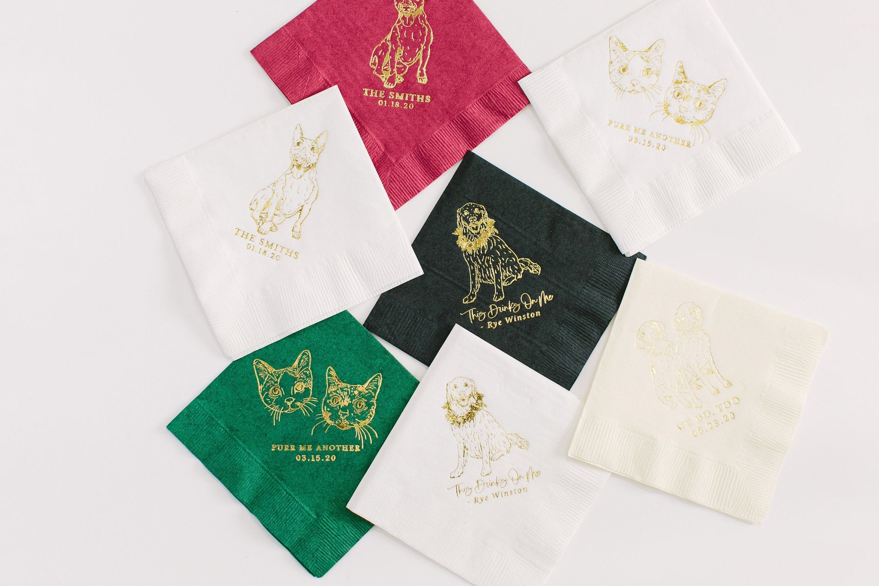 Personalized Pet Drawing Wedding Napkins – SipHipHooray