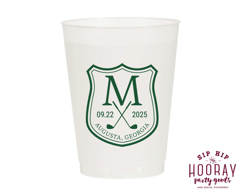 Personalized Golf Club Masters Crest Frosted Cups – SipHipHooray