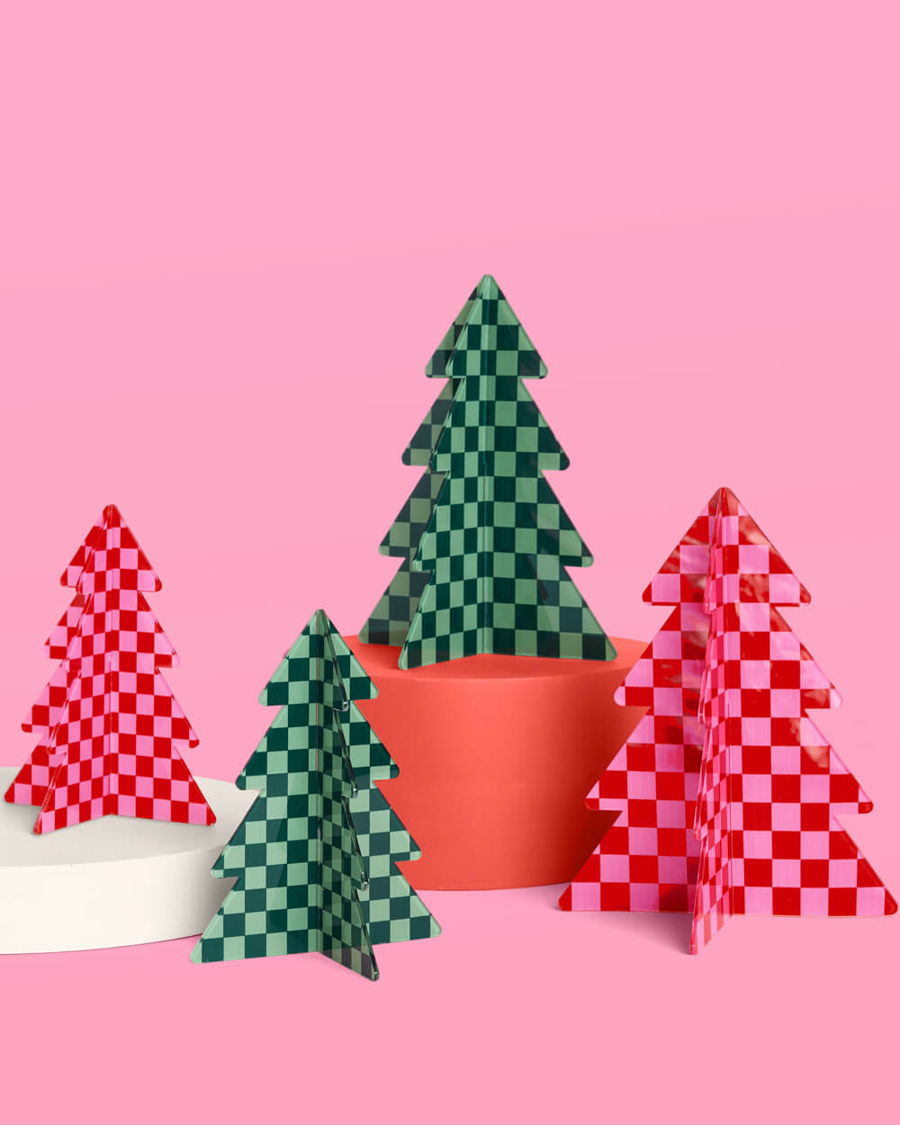 Checked Out Christmas Trees - 4 acrylic trees – SipHipHooray