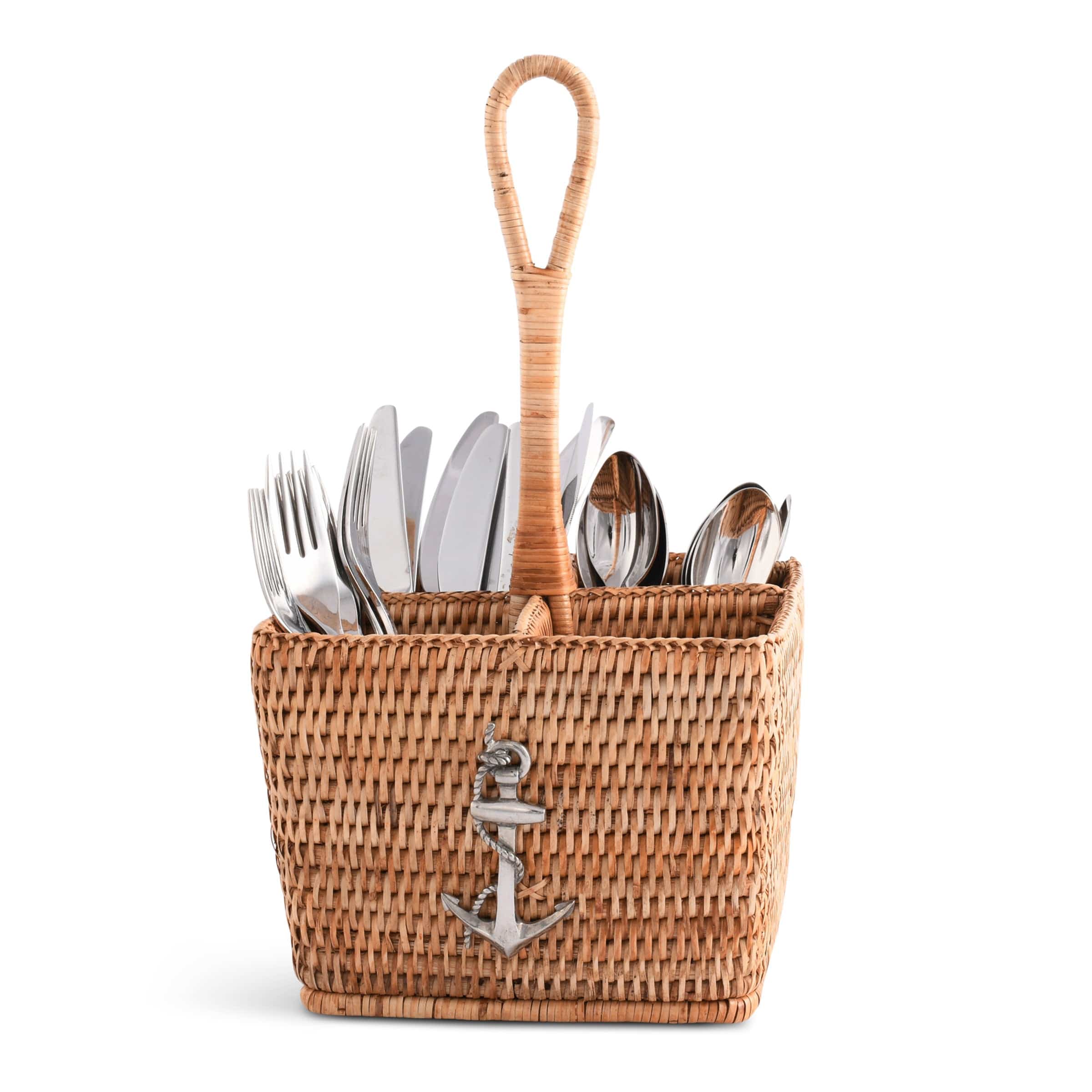 Anchor Hand Woven Wicker Rattan Flatware Caddy – SipHipHooray