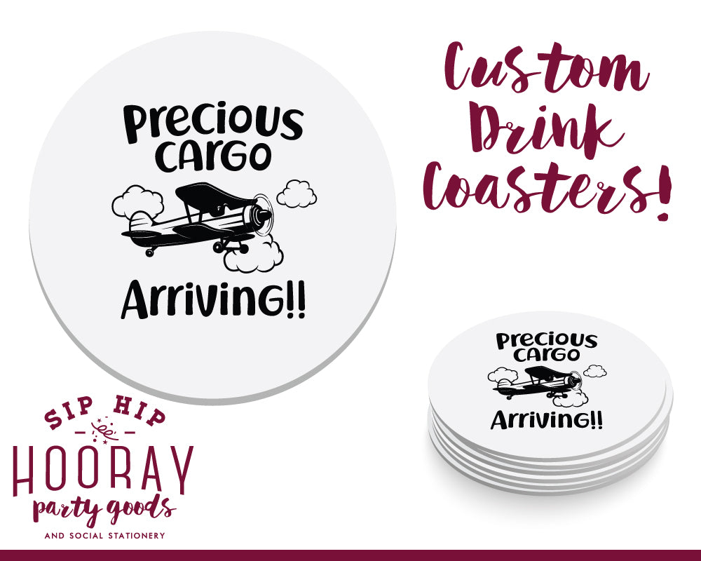 Airplane Baby Shower Coasters – SipHipHooray