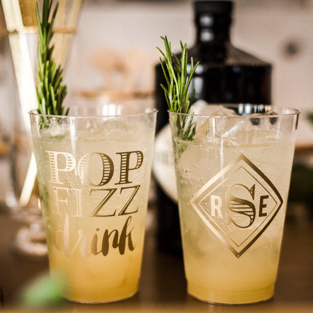 Custom Wedding Initials Hard Plastic Cups – SipHipHooray