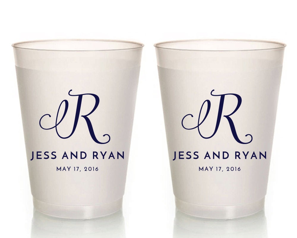 Monogrammed Wedding Frosted Cups #1571 – SipHipHooray