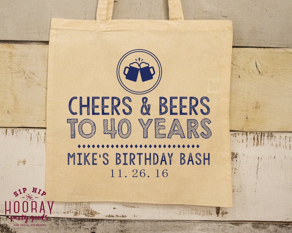 Cheers and Beers Birthday Party Welcome Tote Bag 1674 – SipHipHooray