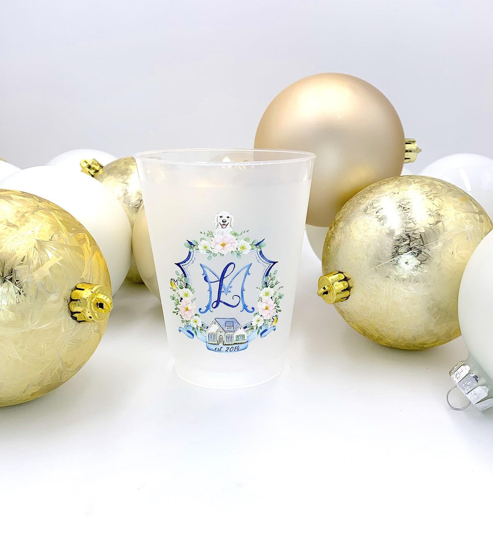 Full Color Wedding Crest Frosted Cups – SipHipHooray